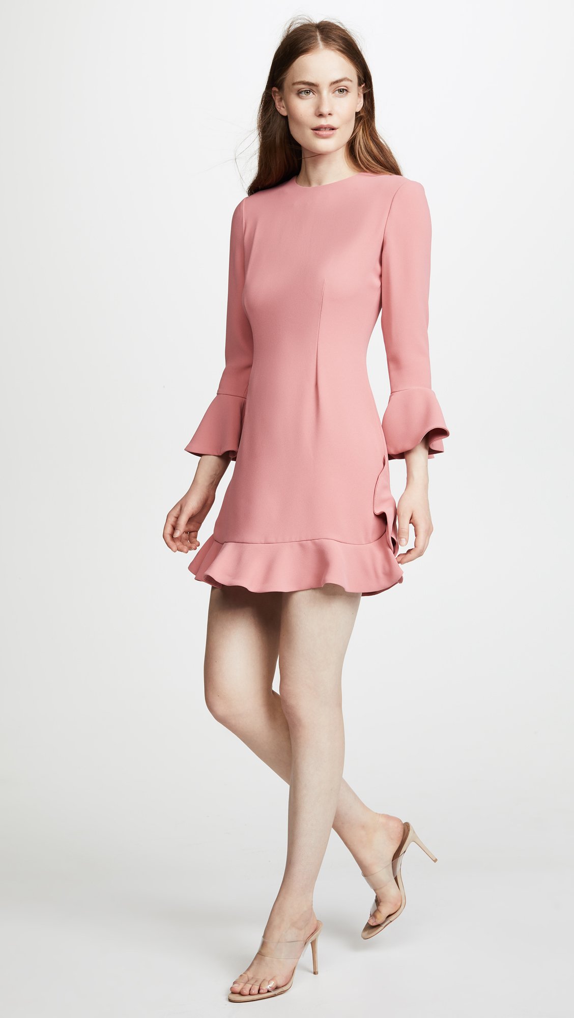 Jill Jill Stuart Women's Ruffle Hem Cocktail Dress, Rosewood, 8