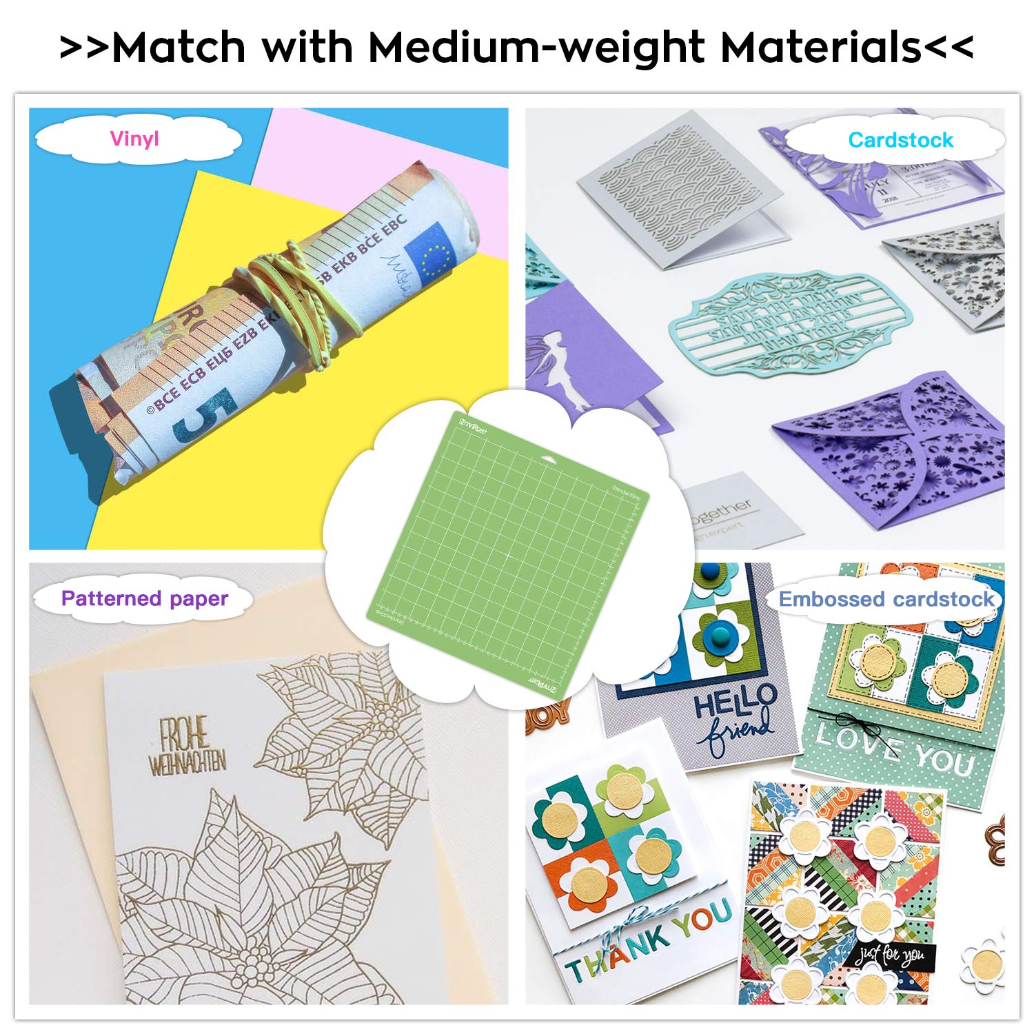 HTVRONT Standard Grip Cutting Mat for Cricut, 6 Pack Cutting Mat 12x12 for Cricut Explore Air 2/Air/One/Maker, Standard Adhesive Sticky Quilting Cutting Mats Replacement Accessories for Cricut