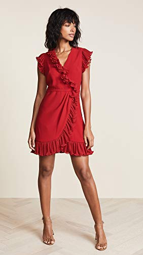 Jill Jill Stuart Women's Ruffle wrap Cocktail, Ruby, 2