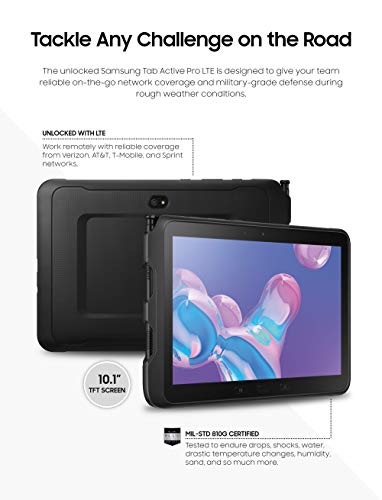Samsung Galaxy Tab Active PRO 10.1" | 64GB & LTE (UNLOCKED) Water-Resistant Rugged Tablet, Black – SM-T547UZKAXAA (Renewed)