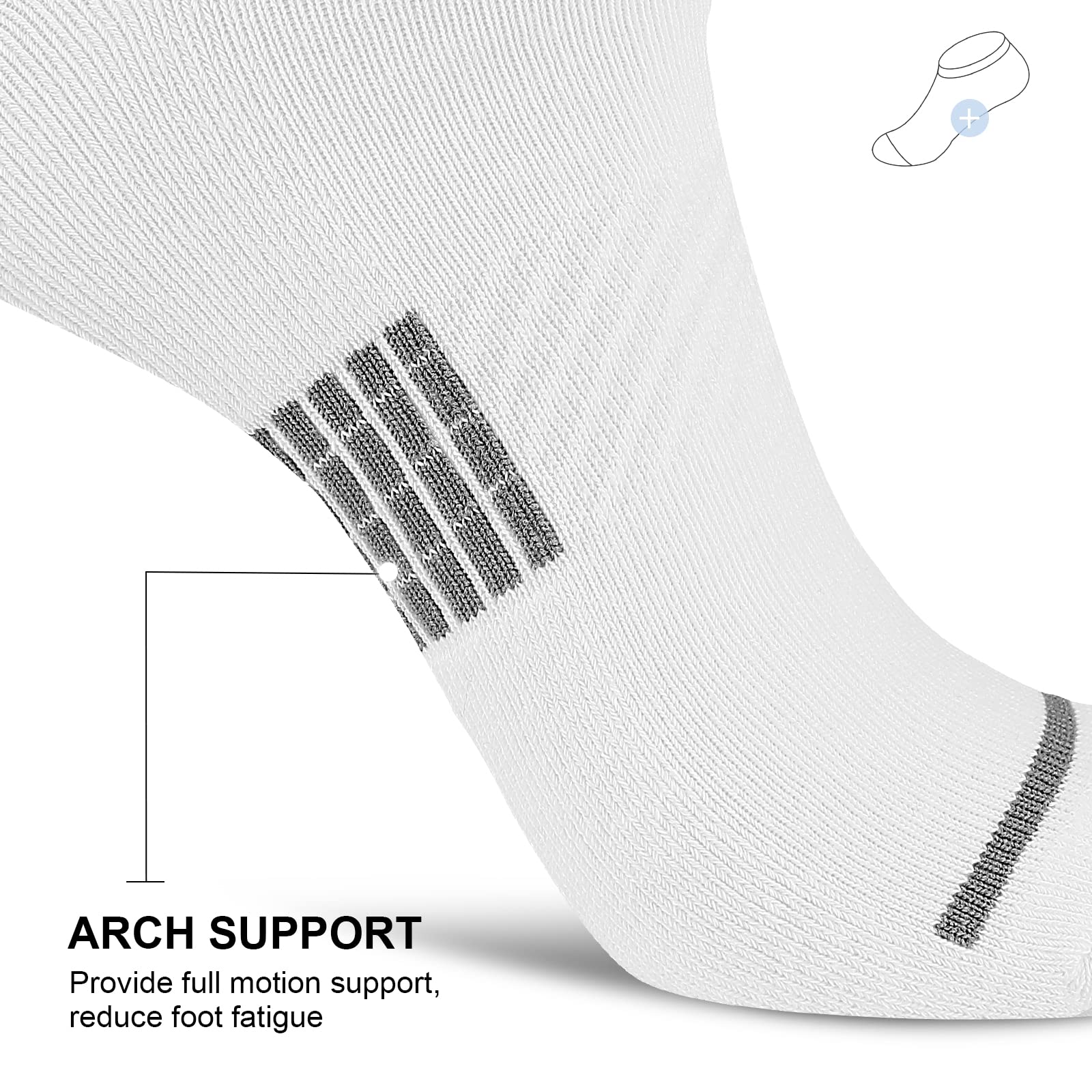 PAPLUS Mens Ankle Running Socks 6 Pairs, Low Cut Cushioned Athletic Sport Tab Socks With Arch Support, Size 10-13