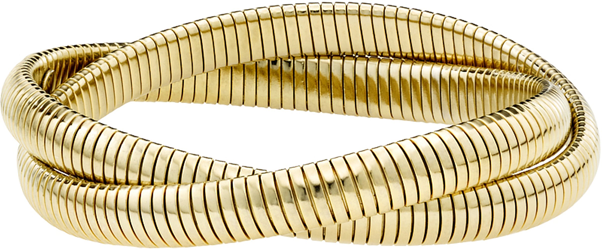 Janis Savitt Double Cobra Bracelet - High Polished Gold 3/8 Inch Wide with Two Flexible Bangle Bracelets