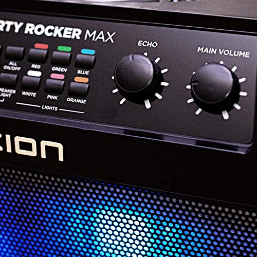 ION Audio Party Rocker Max - 100W Portable Wireless Bluetooth Speaker and Karaoke Centre with Rechargeable Battery, Party Light Display and Microphone