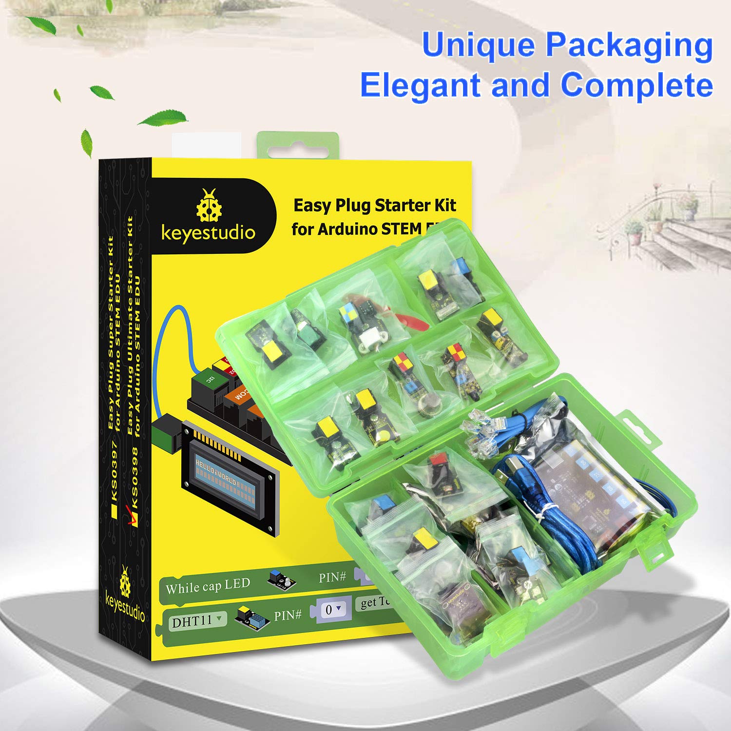 KEYESTUDIO Starter Kit V2 for Arduino with RJ11 Connector, Great STEM Education Kit for Students, Teachers and Hardware Enthusiast