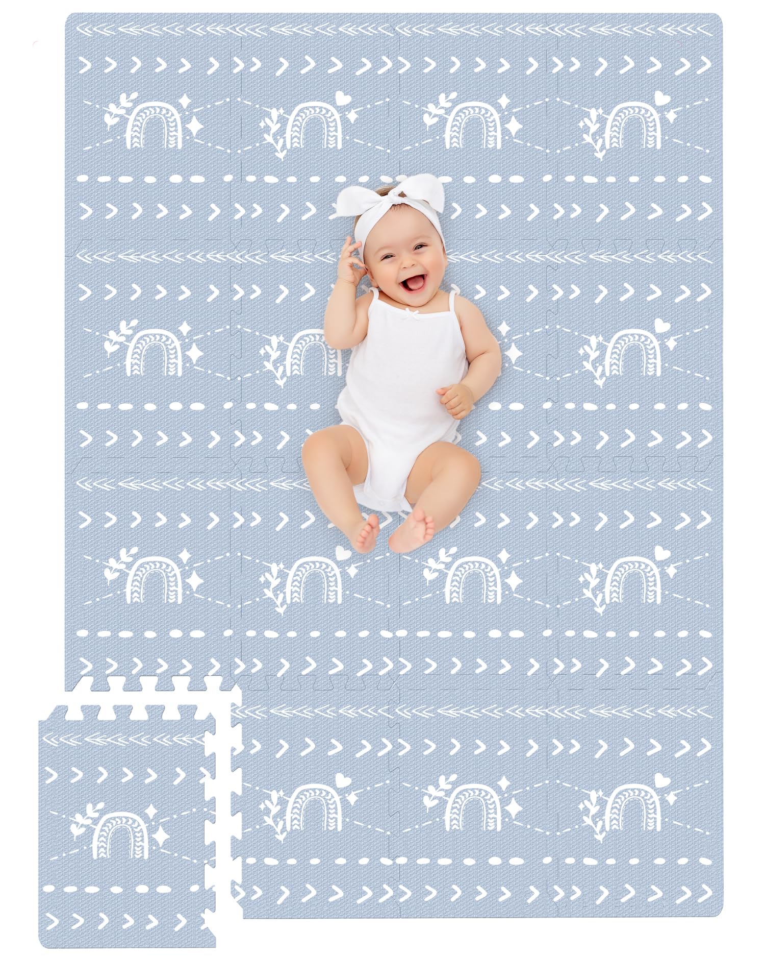 ieBabay Baby Foam Play Mat - 67.2" x 48" Puzzle Floor Mat - Baby Crawling Mat with Interlocking Tiles, Soft Foam Play Mat Floor Tiles for Playroom Nursery Or Home Decor (5.6 x 4 ft, Boho Rainbow)