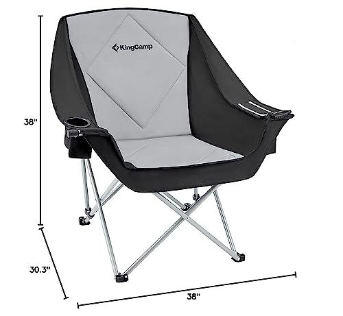 KingCamp Oversized Folding Sofa Camping Chair, Black/MediumGrey