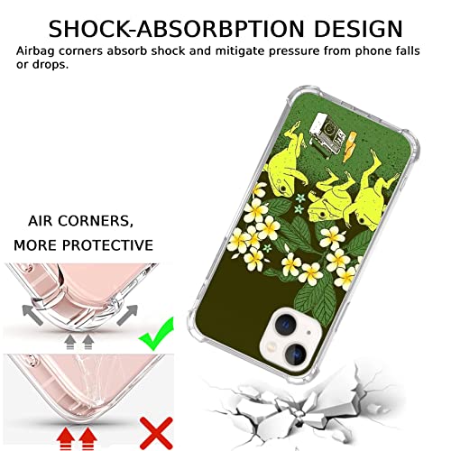 Voisgufley Frogs Dancing Case Compatible with iPhone 13 Mini, Hippie Trippy Frogs Party Case for iPhone 13 Mini for Teens Men and Women, Trendy Cool TPU Bumper Phone Case Cover