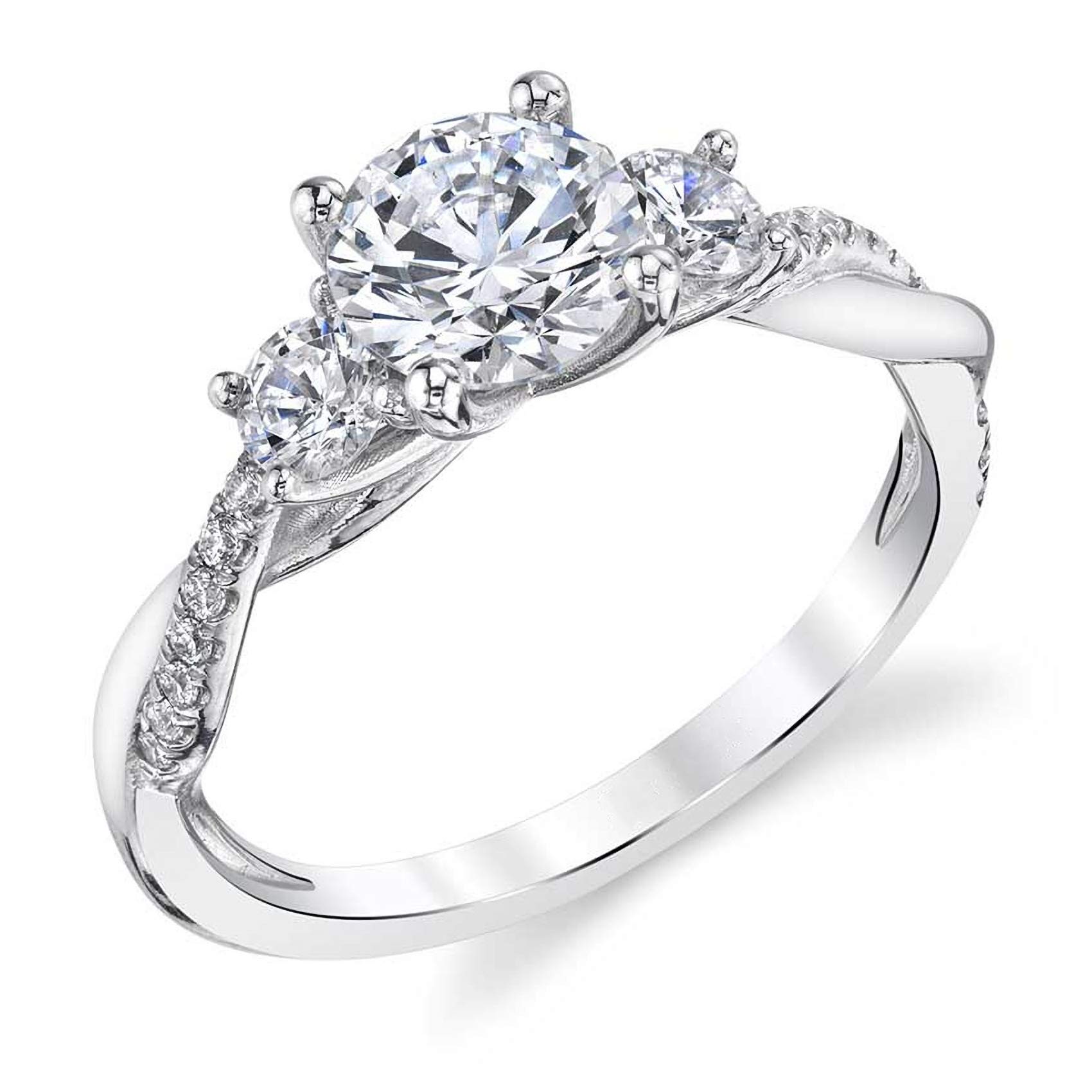 Molioaki 1.48 Carat (ctw) moissanite engagement rings for women Platinum Plated Silver ring moissanite rings-7-