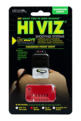 HIVIZ SGLW06 Interchangeable LITEWAVE Front Handgun Sight for Sig Sauer 6, Green, Red, and White