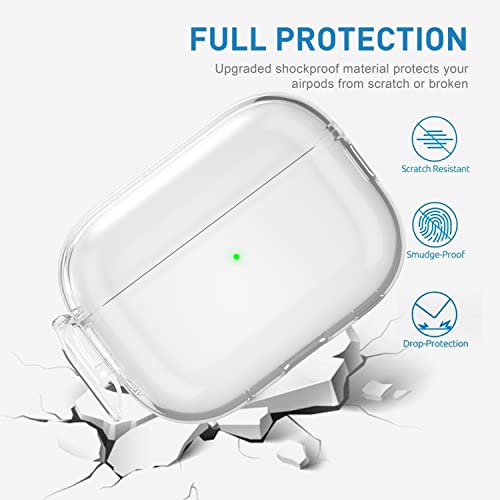 Valkit Compatible Airpods Pro 2 Case Clear with Lock, Shockproof AirPods Pro 2nd/1st Generation Case Soft Transparent Protective Cover with Lanyard iPods Pro 2 Skin for Airpods Pro 2nd/1st Gen