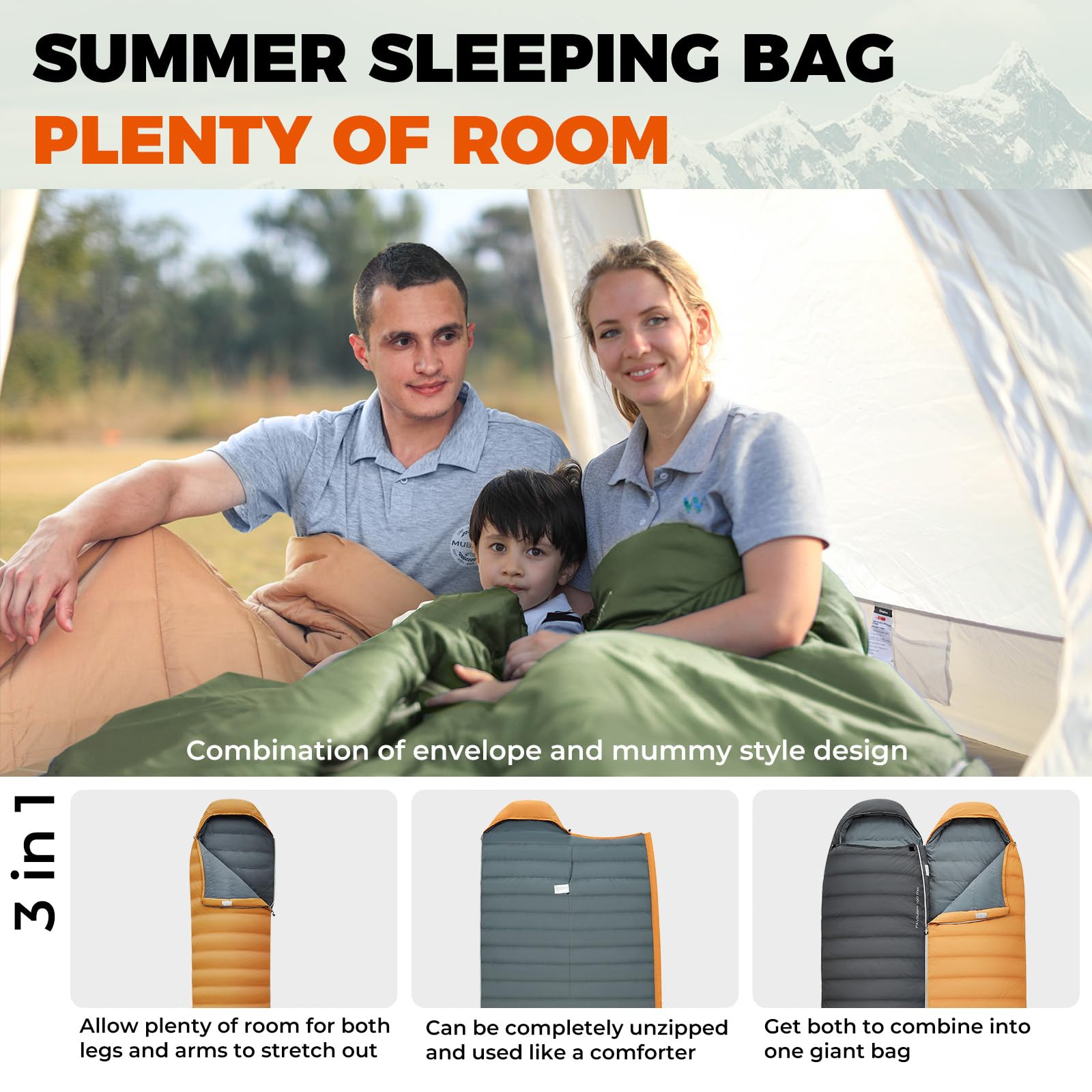 KingCamp Mummy Down Sleeping Bags for Adults Cold Weather Sleeping Bag, Ultralight Backpacking Sleeping Bag for Hiking or Camping with Durable Compression Bag