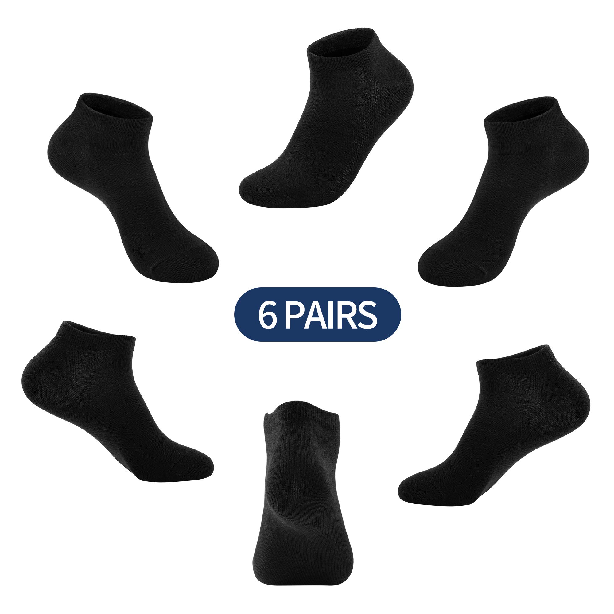 IEOVIEE Women Athletic Ankle Socks Low Cut Cushioned Running Socks Soft Cotton No Show Socks for US Size 7-12(6 Pairs)
