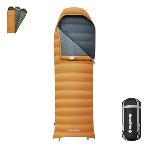 KingCamp Ultralight Down Sleeping Bag, 650 FP Compact Cold Weather 3-4 Season Sleeping Bag for Adults 10°F, Backpacking, Camping, Hiking, Traveling with Compression Sack