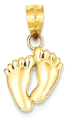IceCarats 14K Yellow Gold Small Feet Necklace Charm Pendant Only