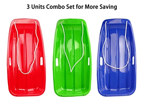 Kingmys® 35x18x4.2 inches Plastic Toboggan Snow Sled for Winter Sledding (Red+Green)