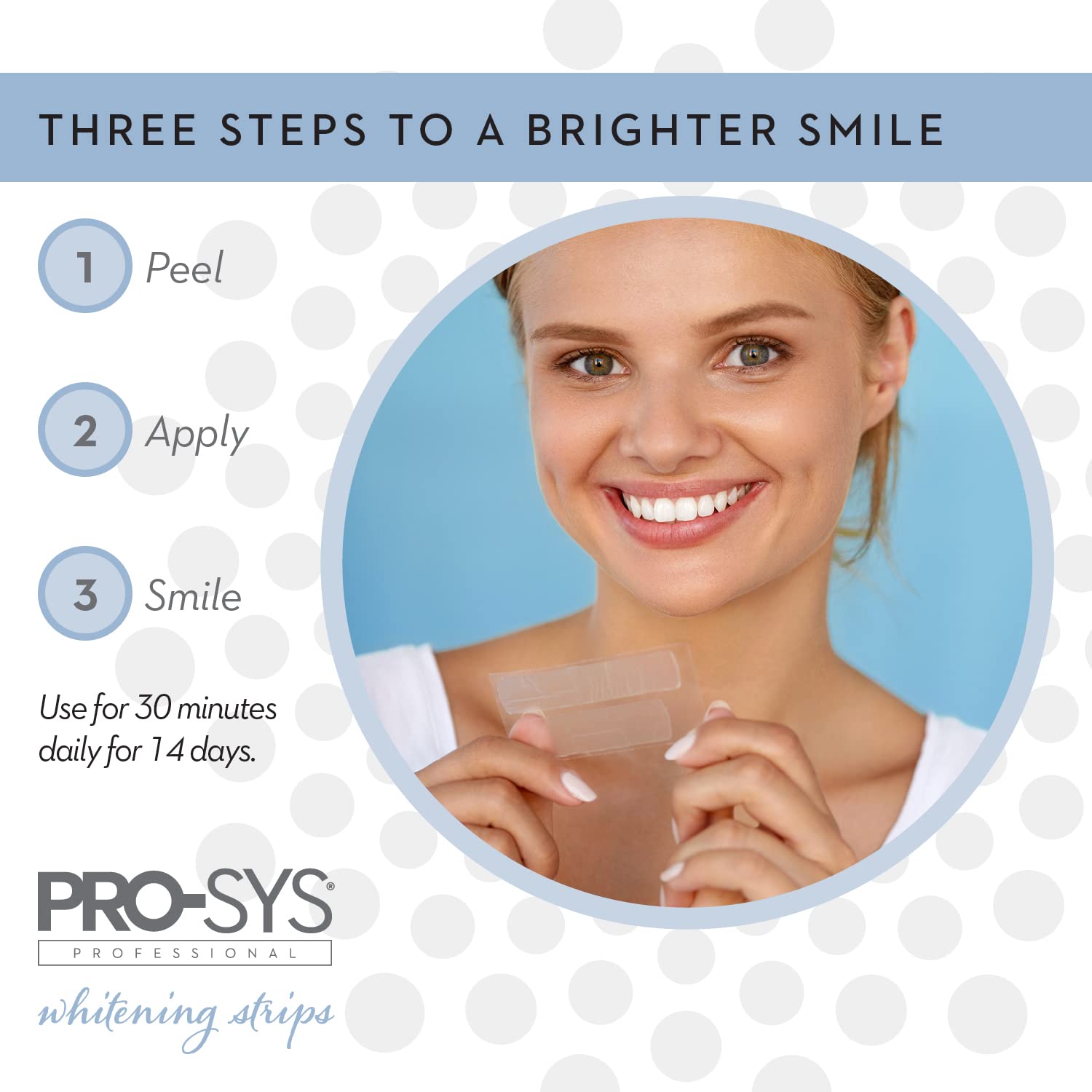 PRO-SYS Whitening Strips Kit, Sensitive Teeth Whitening Tray, Stain Remover, Teeth Whitener, 28 Strips