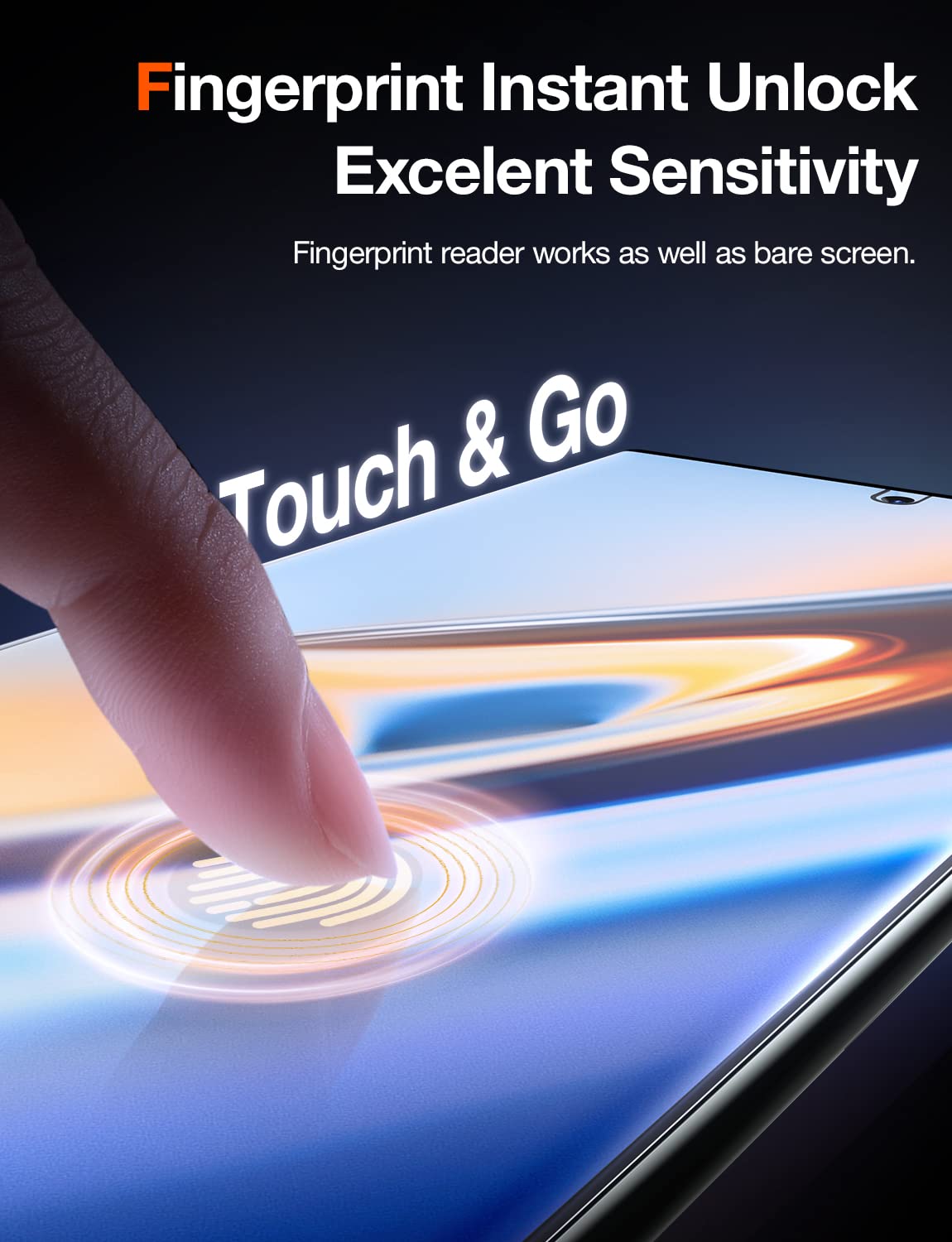 TORRAS [ 2+1 Pack for Samsung Galaxy S23 Ultra Screen Protector with Camera Lens Protector, Curved Full Coverage PET Film (Not Glass), Support Fingerprint Reader, Anti-Scratch, Bubble-Free, FHD Clear
