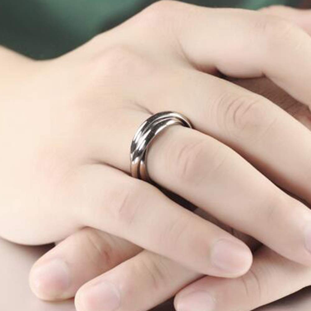 Jude Jewelers Stainless Steel Three-in-One Braided Interlocking Infinity Wedding Band Promise Anniversary Ring (Silver, 5)