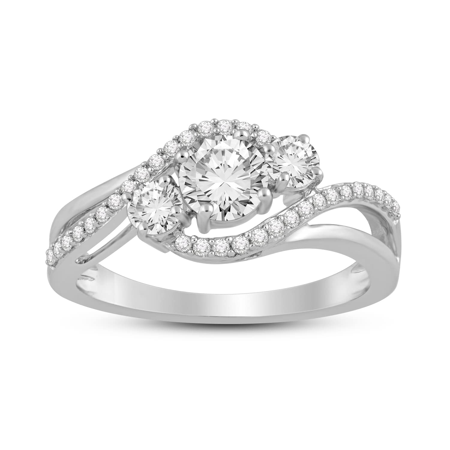 Jewelili Sterling Silver 5 MM Round Created White Sapphire Ring, Size 7