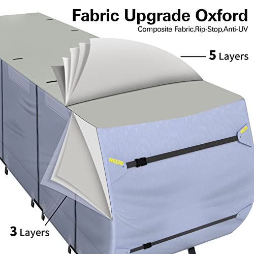 Weize Travel Trailer RV Cover - 5 Layers 300D Oxford Camper Cover,Suitable for 24'1''-26' Motorhomes, with Tire Cover,Waterproof Protection and Anti-UV