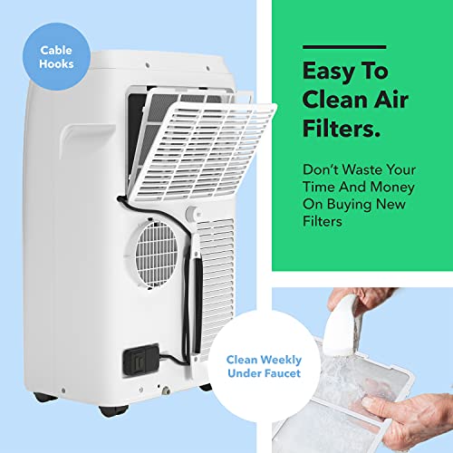 Vremi 10000 BTU Portable Air Conditioner - Easy to Move AC Unit for Rooms up to 250 Sq Ft - with Powerful Cooling Fan, Reusable Filter, Auto Shut Off (6250 BTU New DOE)