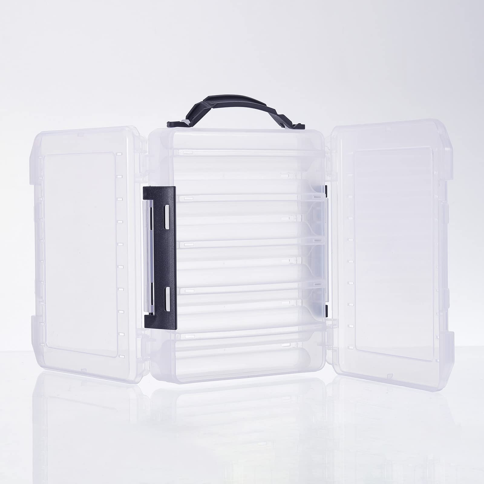PATIKIL Double Sided Fishing Lure Storage Box Plastic Fish Tackle Container Organizer, Clear