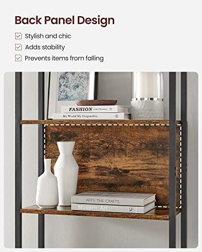 VASAGLE ALINRU 6-Tier Bookshelf, Tall Storage Shelves, Shelving Unit with Steel Frame, for Living Room, Entryway, Hallway, Office, Industrial Style, Rustic Brown and Black ULLS113B01