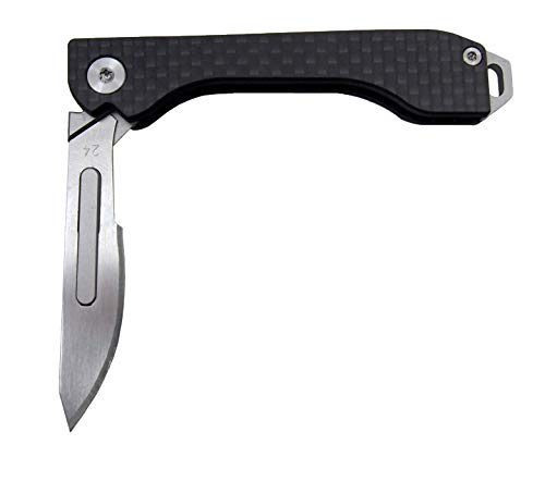 outROAR Gear Folding Scalpel Knife with Carbon Fiber Handle & 10 Replaceable Blades, Slip Joint Action, EDC Pocket Knife