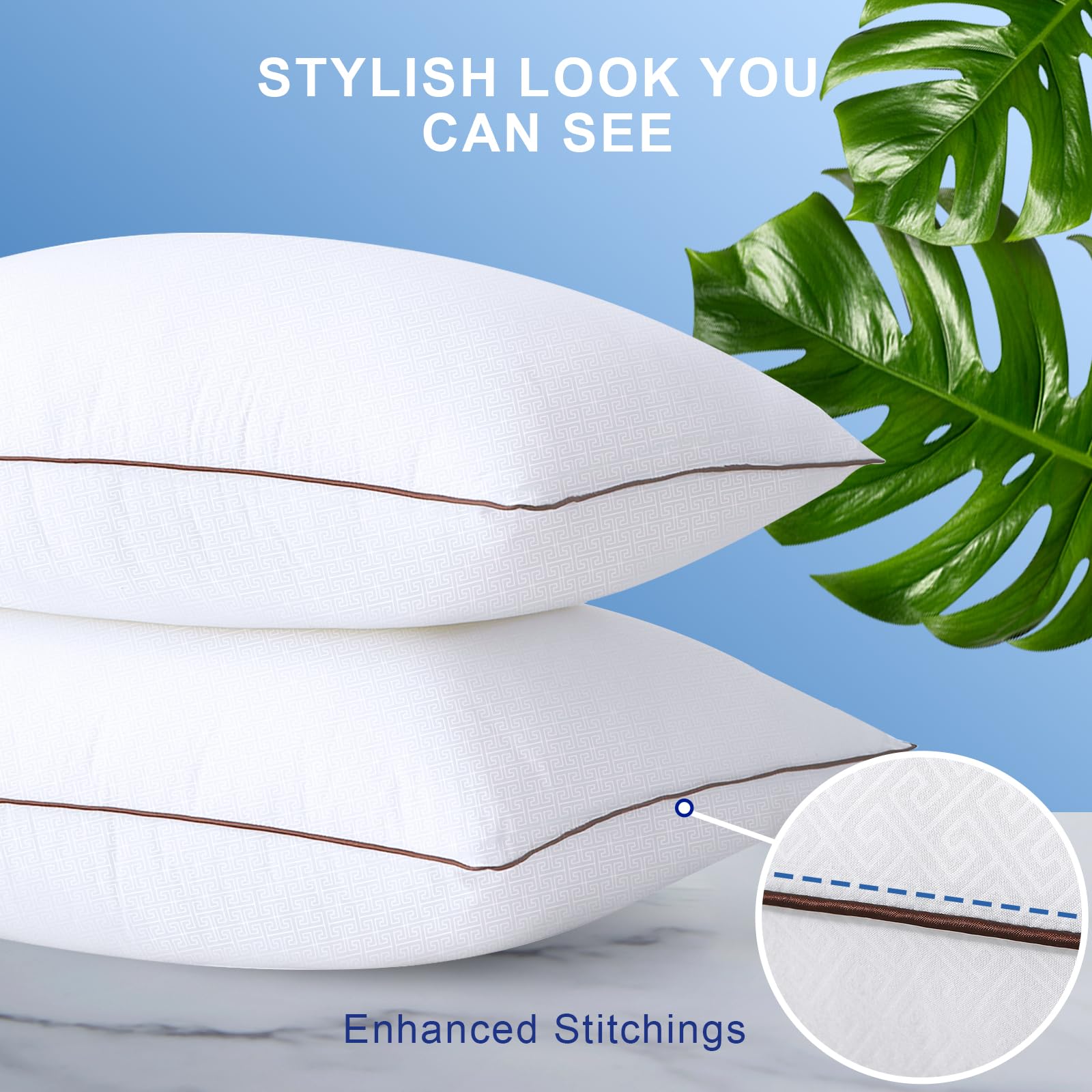 HUXMEYSON Pillows Queen Size Set of 2 for Sleeping - Cooling Down Alternative Bed Pillow for Back, Stomach or Side Sleepers, Hotel Collection Pillows, 20 x 30 Inches