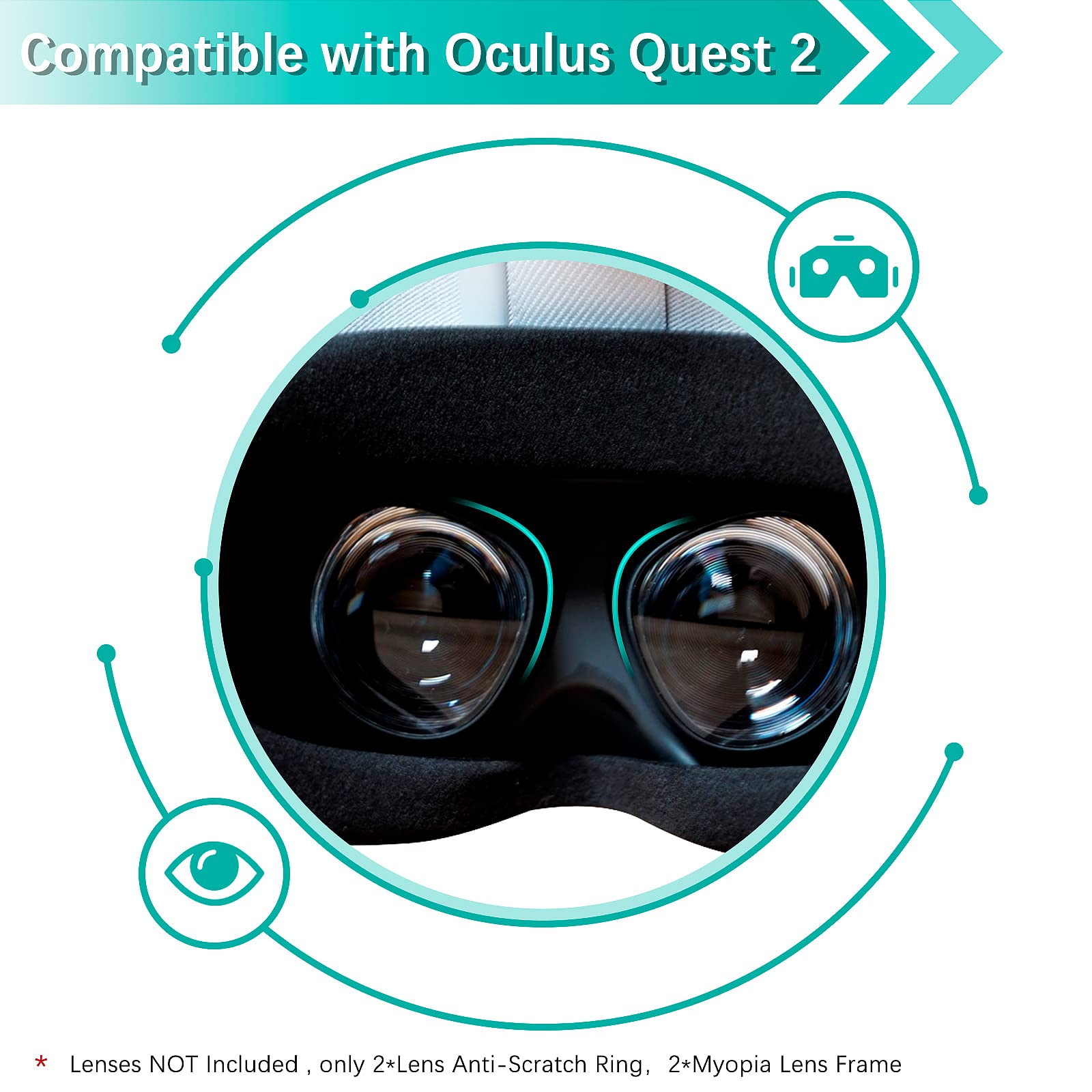 METORY Upgraded 3 Magnets Lens Protector Frame for Oculus Quest 1/2, VR Magnetic Eyeglasses Frame Accessories,Anti-Scratches Glass Spacer Protection,Used with Anti-Blue Myopia lenses(Not included)