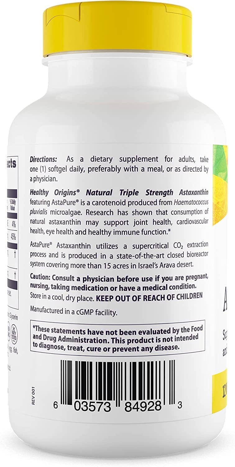 Healthy Origins Triple Strength Astaxanthin (Complex), 12 mg - Supports Heart Health, Immune System & Joint Health - Gluten-Free Supplement - 150 Softgels