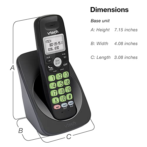 VTech VG101-11 DECT 6.0 Cordless Phone for Home, Blue-White Backlit Display & Big Buttons, Full Duplex Speakerphone, Caller ID/Call Waiting, Easy Wall Mount, Reliable 1000 ft Range (Black)