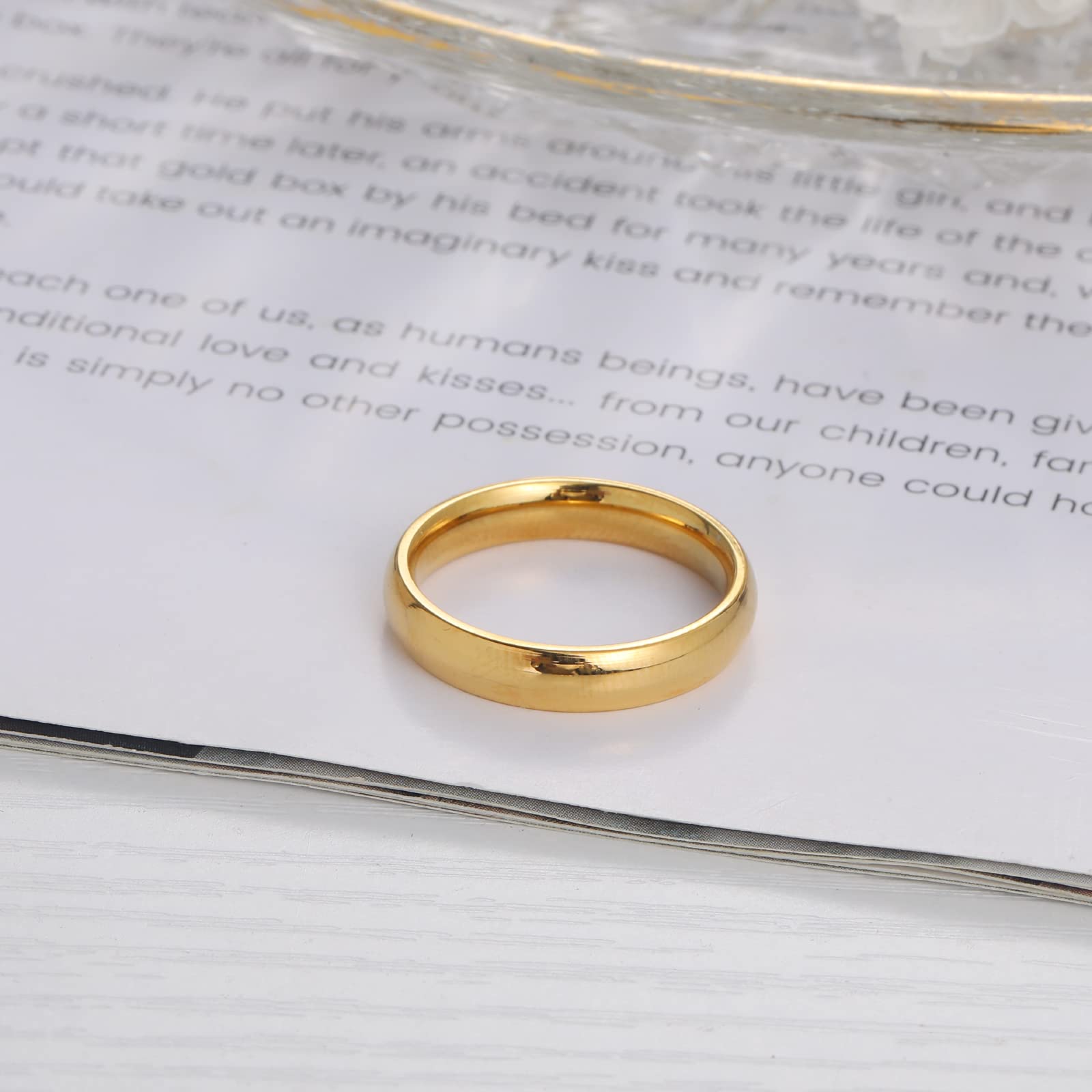 PDWZNBA 14K Gold Plated Rings Titanium Rings Classical Plain Stackable Wedding Band Rings Set Jewelry Birthday Gifts For Women