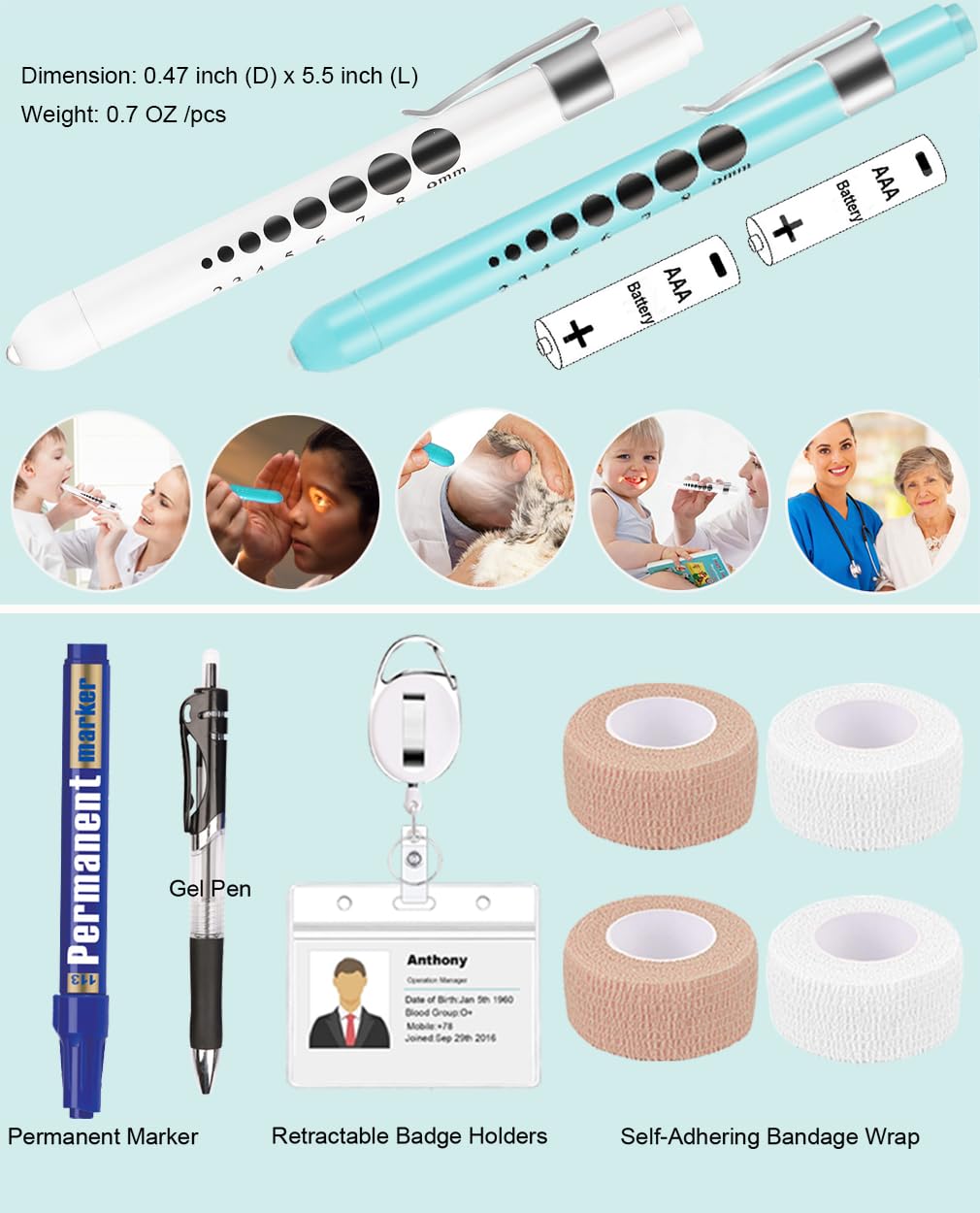 MEUUT 15 pcs Stethoscope Case Kits, Perfect Nurse Gift Include Stethoscope Case, Penlights with Batteries, Medical Scissor, Bandage Wraps, Badge Holders for Nursing Student Essentials