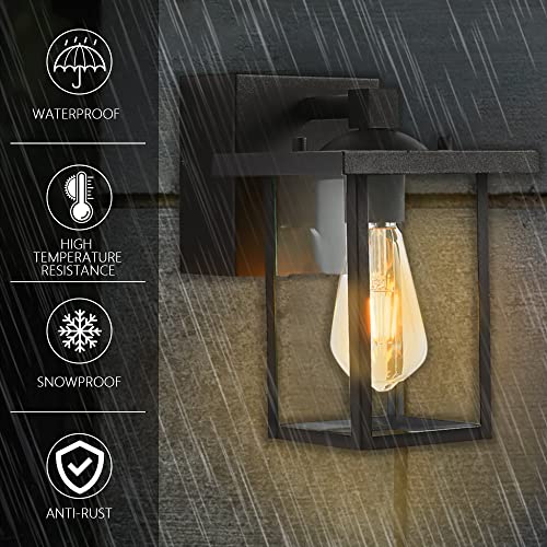 OUPAVOCS Porch Lights with GFCI Outlet, Black Outdoor Light Wall Mount, Waterproof Exterior Light Fixture with Outlet, Wall Sconce for House, Garage, Patio