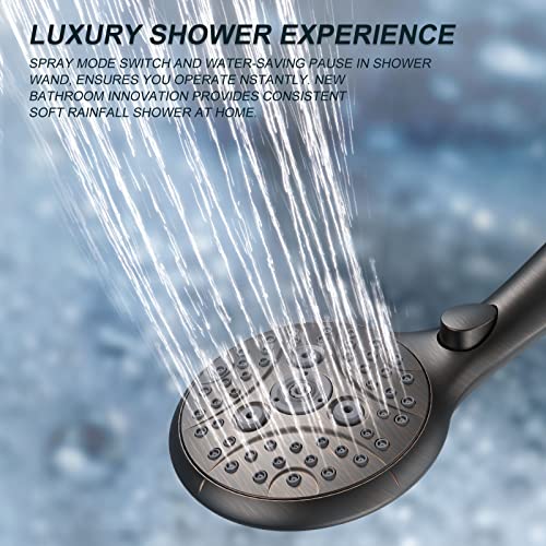 SunCleanse Shower Head, 7 Settings Hand held Shower with ON/OFF Pause Switch, Oil Rubbed Bronze High Pressure Shower Head with 71 inch Hose