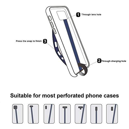 WeLohas Elastic Silicone Phone Strap,Adjustable Length Phone Grip,Finger Hand Holder for Cell Phone Back,Comfortable Soft Stretching Phone Loop Lanyard,Suitable for 4.7"- 6.7" Most Phone Case 2 Blue