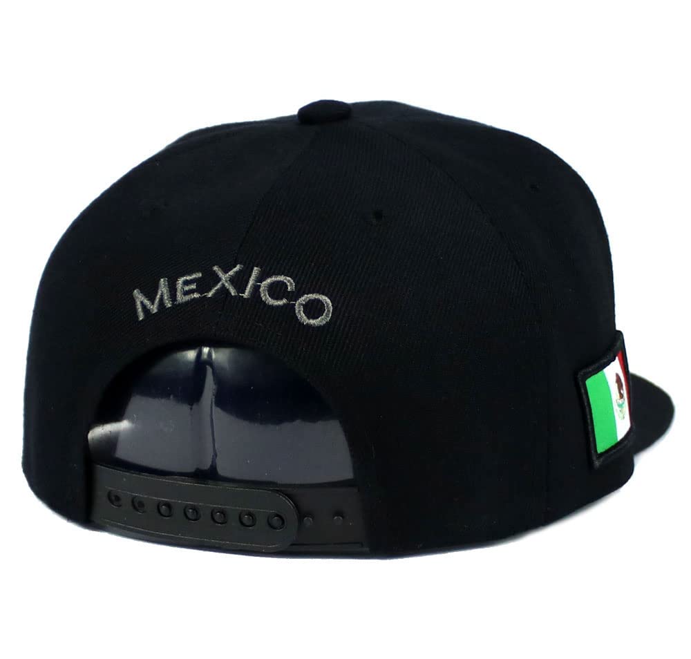 Mexican Hat Mexico State Federal Logo Embroidered Snapback Flat Bill Baseball Cap (Michoacan- Black/Gray), Large-X-Large