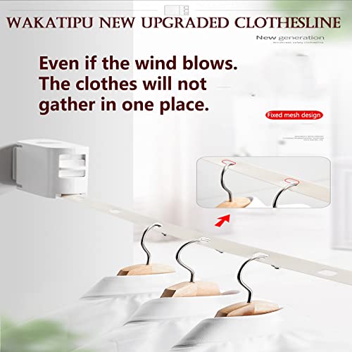 Wakatipu Retractable Clothesline, Indoor Outdoor Clothes Line, Automatic Retractable Clothesline with Fixed Hanging Hole13.8ft. Can Bear 44lb,Adjustable,Hanging Lock to Prevent Sagging (Standard)