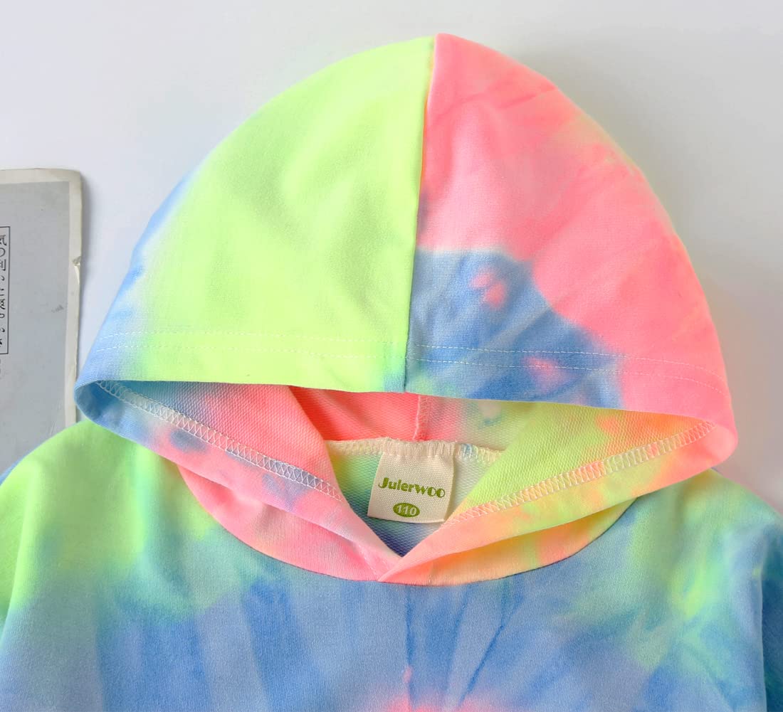 Julerwoo Toddler Cotton Tie Dye Sweatshirts Girls' Pink Pullover Sweatshirts Hoodie(3T, Pink Tiedye)