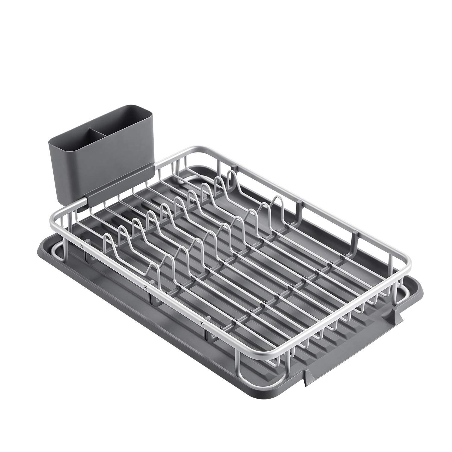 KINGRACK KK Aluminum Dish Drying Rack with Utensil Holder, Drainboard for Kitchen Countertop Dish Drainer 112055