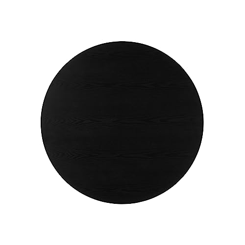 Walker Edison Caely Modern Simple Round Dining Table with Pedestal Base, 48 Inch, Black