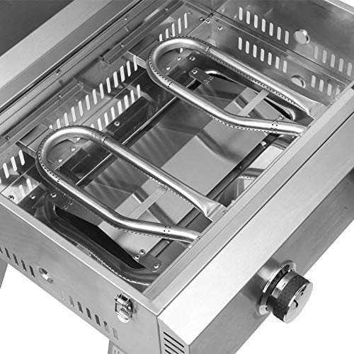 ZOKOP Portable Propane Gas Grill, 20000 BTU Tabletop Stainless Steel 2-Burner BBQ Grid with Foldable Legs for Picnic Camping Trip, Tailgating, Patio Garden Home Use, 22 x 18 x 15 Inch, Steel, Silver