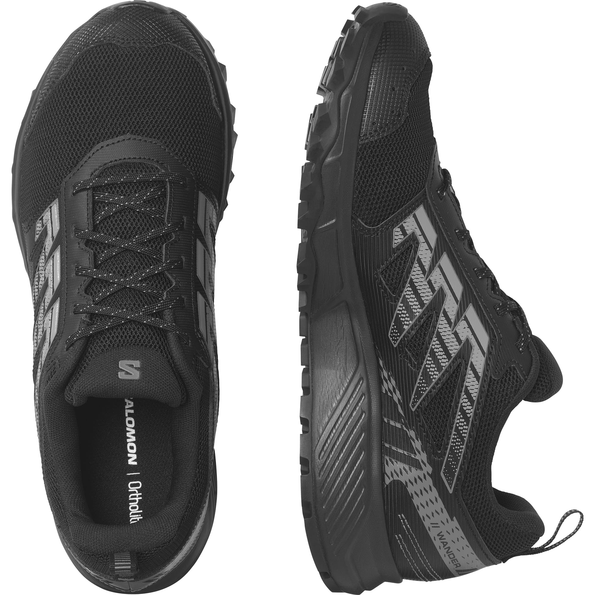 Salomon Mens Wander Trail Running Shoe, Black, 9.5 US