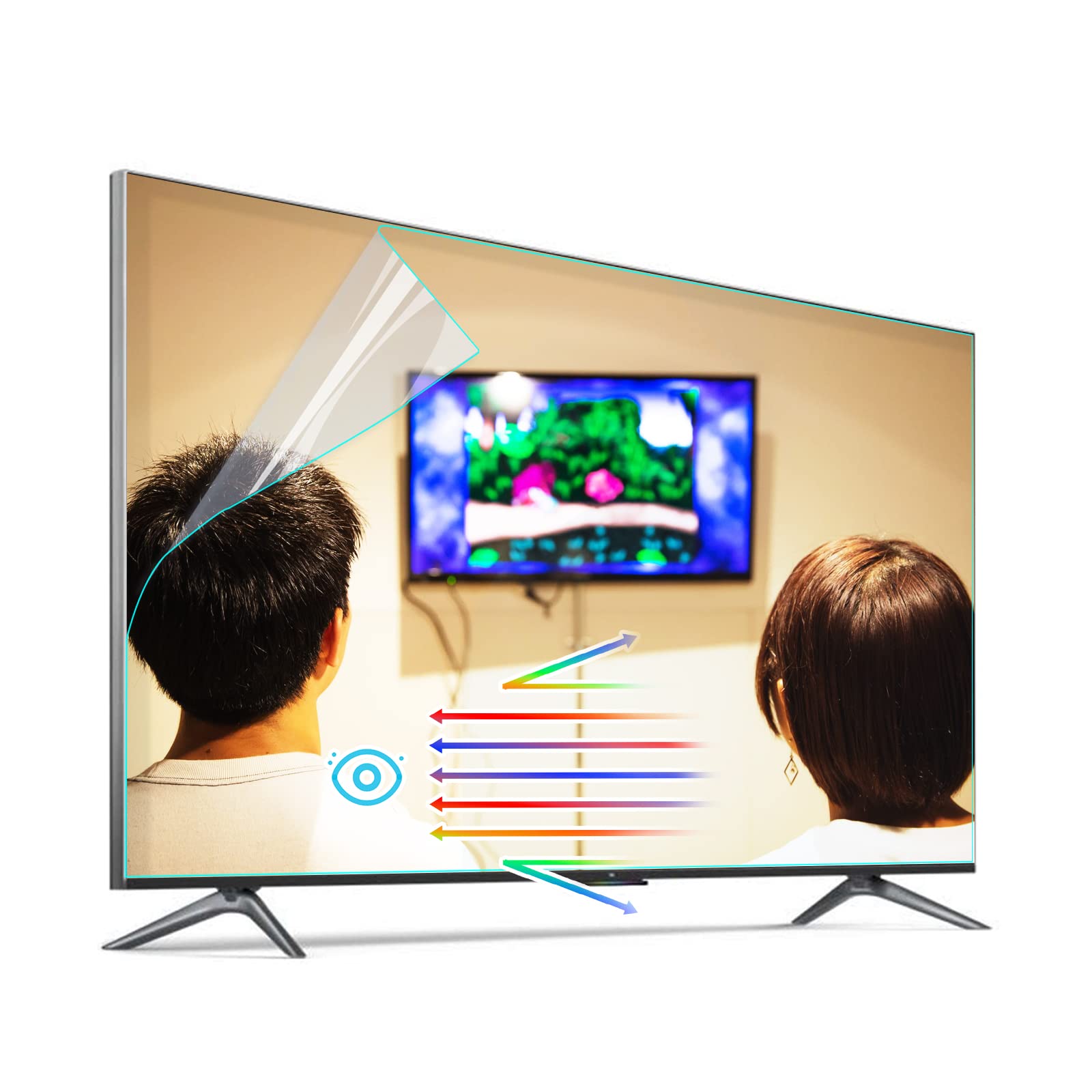 KIOP Out Blue Light and UV Film for 65 Inch LCD LED TV Screen Protector Anti Glare Anti Scratch Multi-Function Monitor Filter, New Upgrade Function Matte,65" W56.25*L31.65