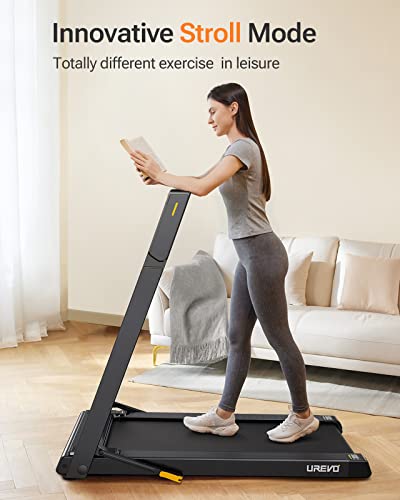 Walking Pad Treadmill, UREVO 3 in 1 Under Desk Walking Treadmill with Stroll Mode, 2s Folding Treadmill for Home Office with Remote & Grip Handle