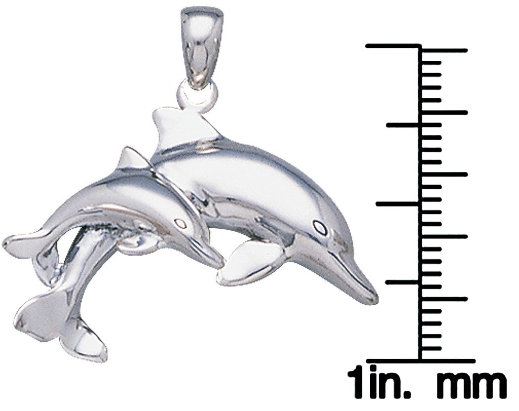 Jewelry Trends Sterling Silver Large Mother and Child Dolphin Pendant