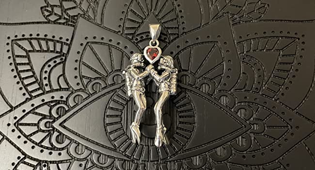 Jewelry Trends Sterling Silver Scuba Divers Garnet Heart Pendant