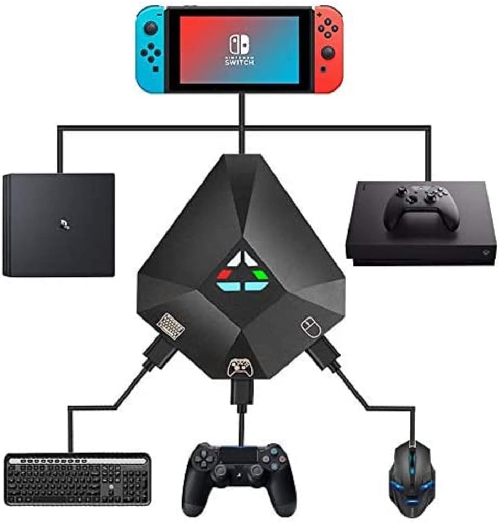 Miacoco Keyboard and Mouse Adapter USB Connection, Mouse and Keyboard Converte for PS4, PS3, Xbox One, Xbox 360, Nintendo Switch lite, White