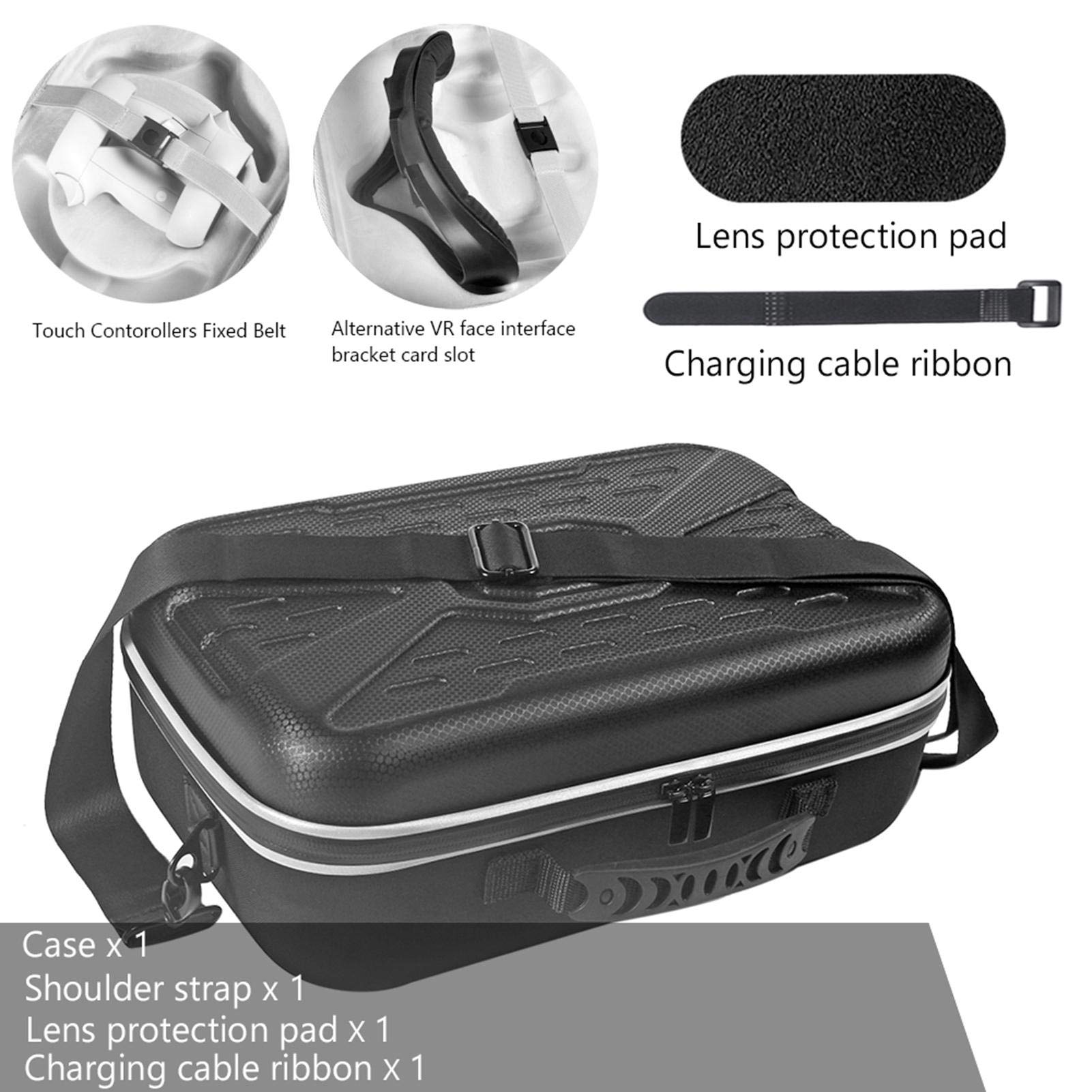 Junglers Hard Case Compatible with Oculus Quest 2 and Oculus Quest VR,Shockproof Water Resistance EVA Hard Storage Bag with Adjustable Shoulder Strap/Black